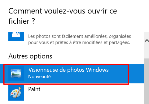 Comment retrouver la Visionneuse de photos Windows sous Windows 10